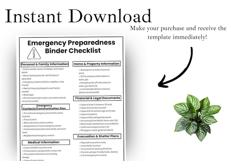 Home Emergency Binder Checklist Printable, Emergency Preparedness ...