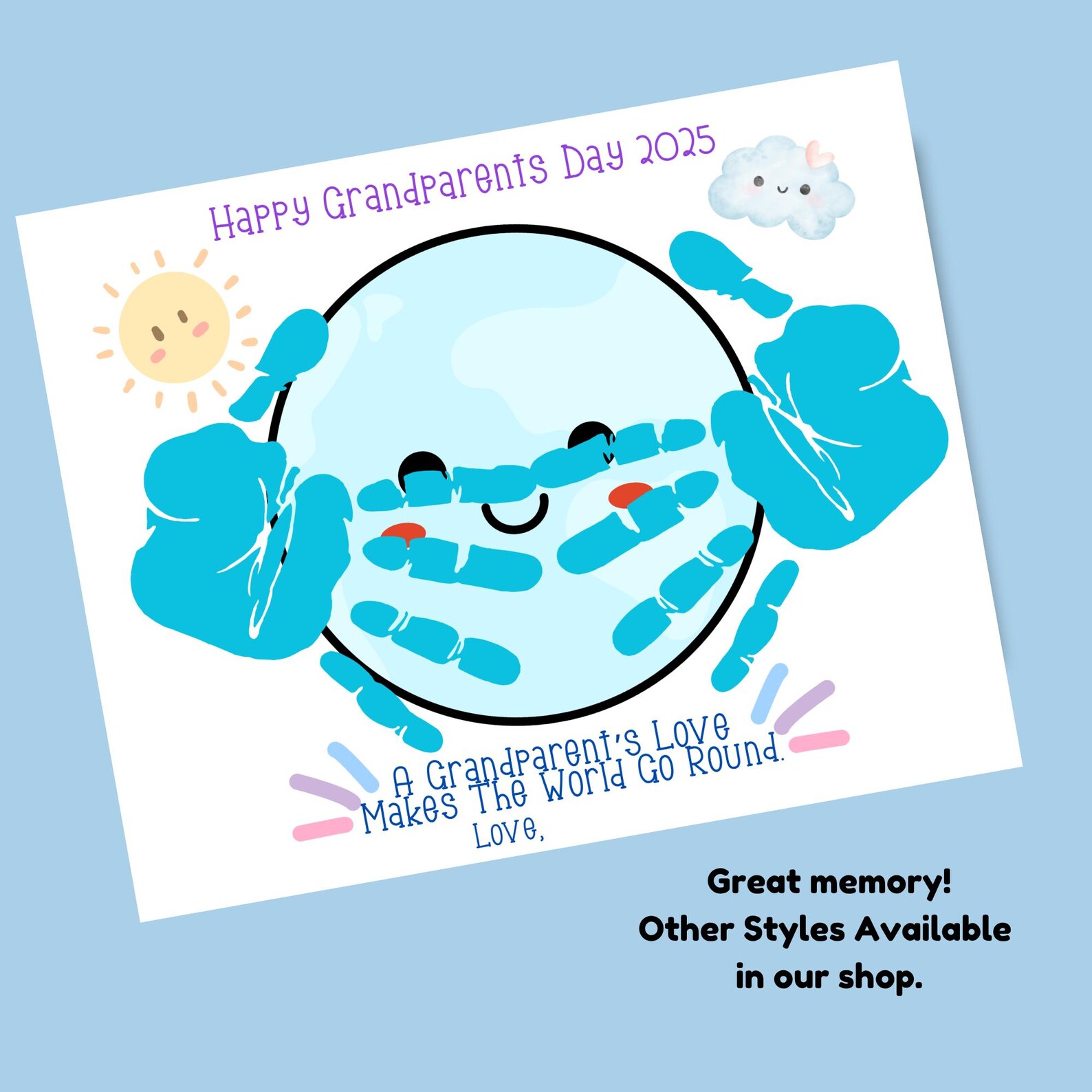 Grandparents Day Handprint Craft Printable, Easy DIY Grandparents Day ...