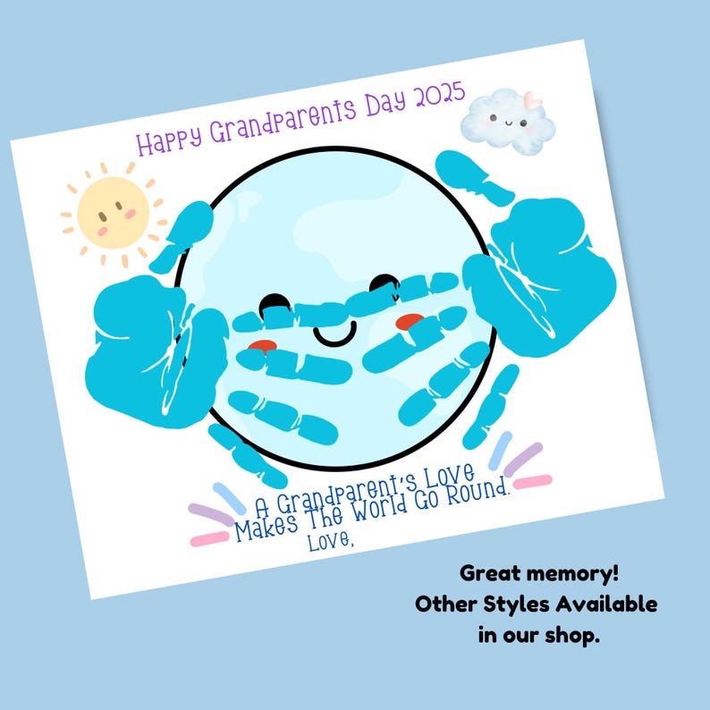Grandparents Day Handprint Craft Printable, Easy DIY Grandparents Day ...