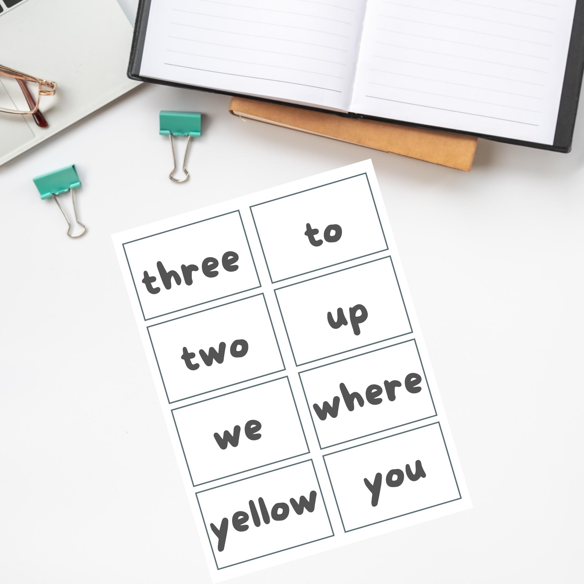 Pre-k Dolch Sight Words Printable Early Literacy Flashcards Homeschool ...