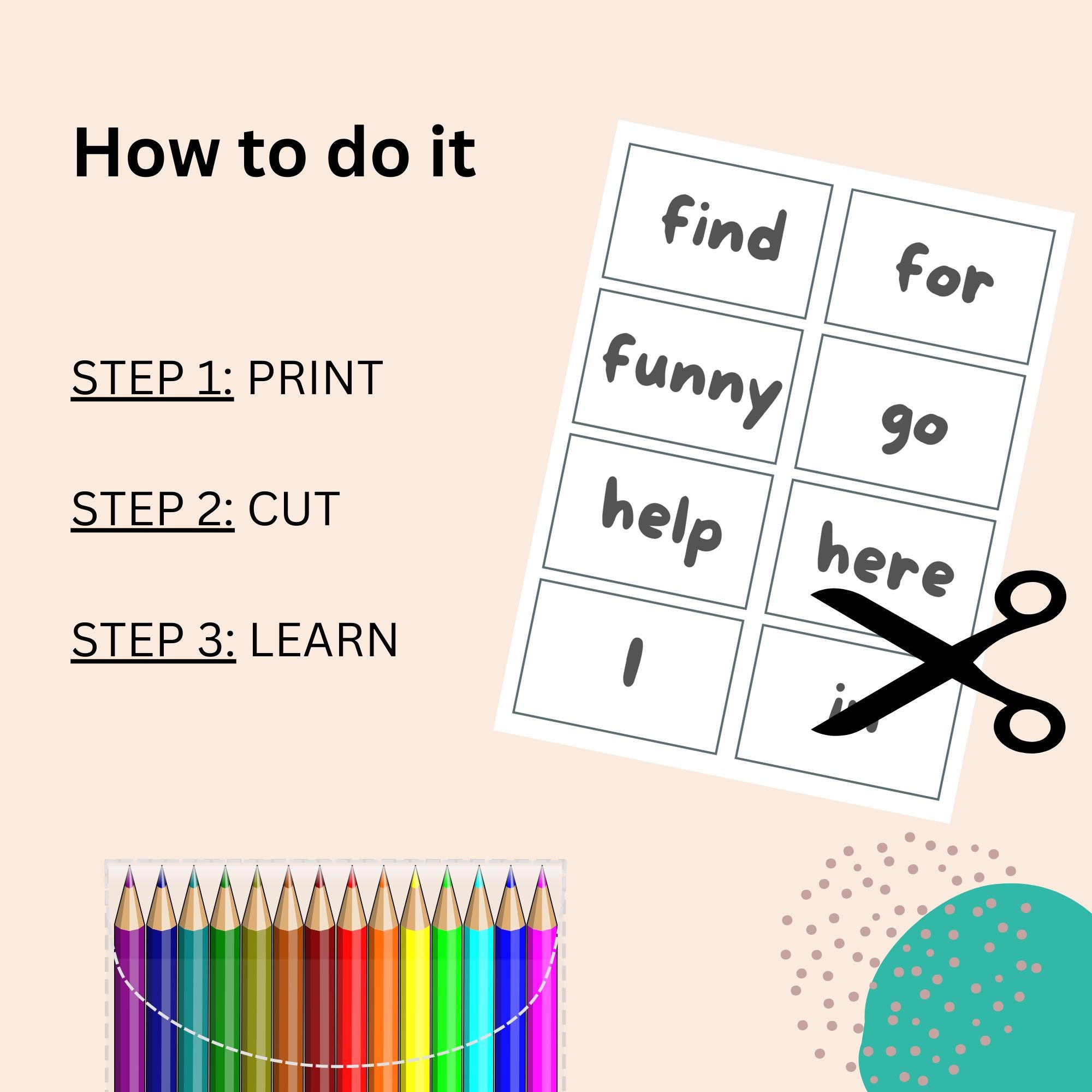 Pre-k Dolch Sight Words Printable Early Literacy Flashcards Homeschool ...