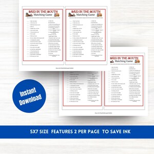 Said in the South Southern Sayings Matching Game Printable, Funny ...