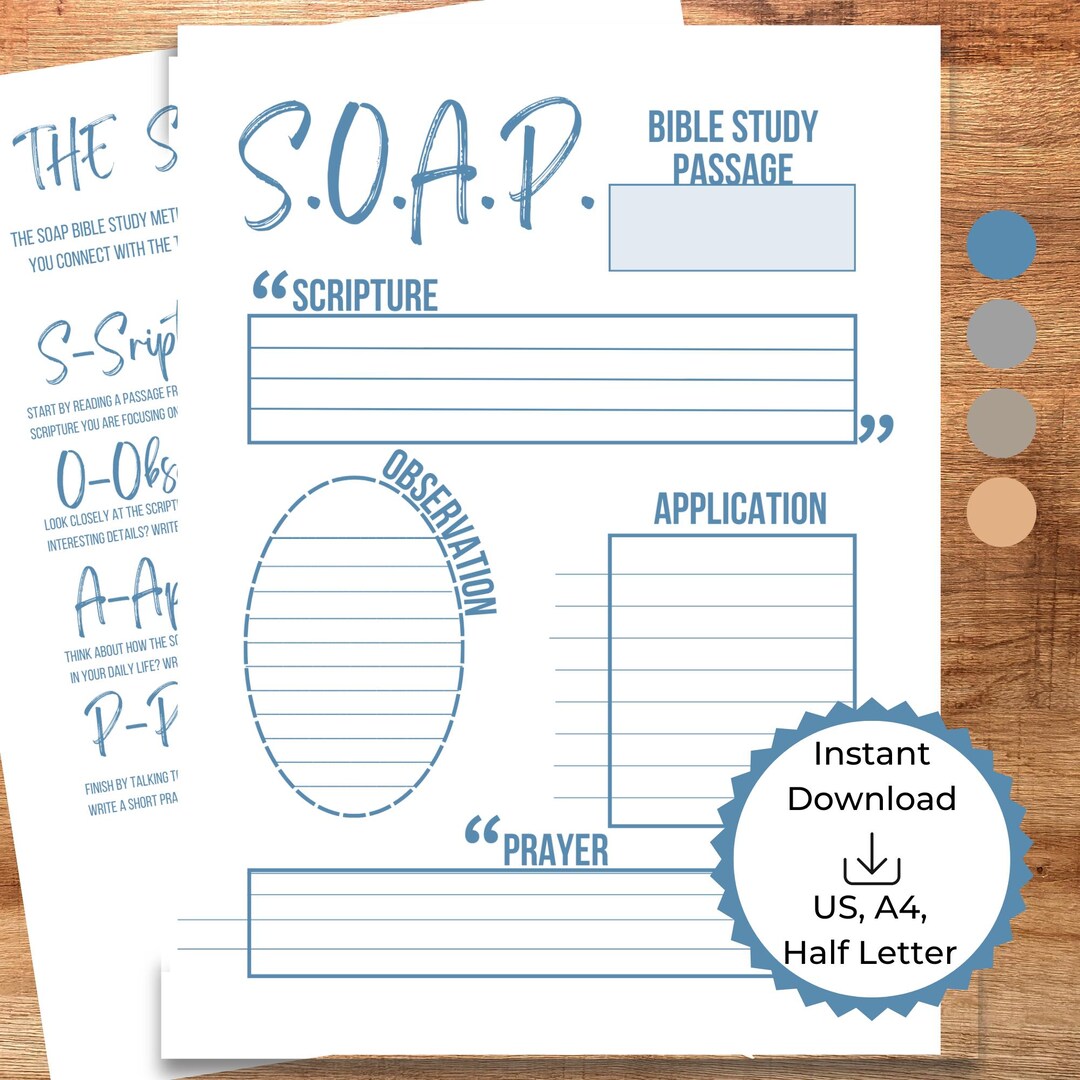 SOAP Bible Study Printable, Bible Study Template, Bible Study Journal ...