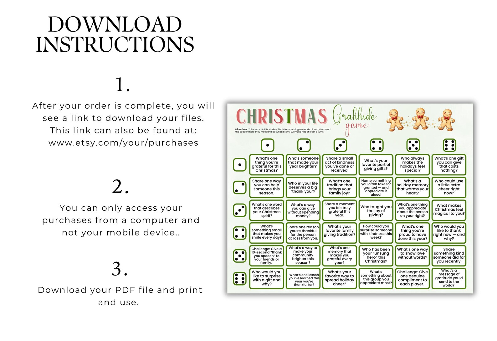 Christmas Dicebreaker Game Printable, Christmas Gratitude Icebreaker ...