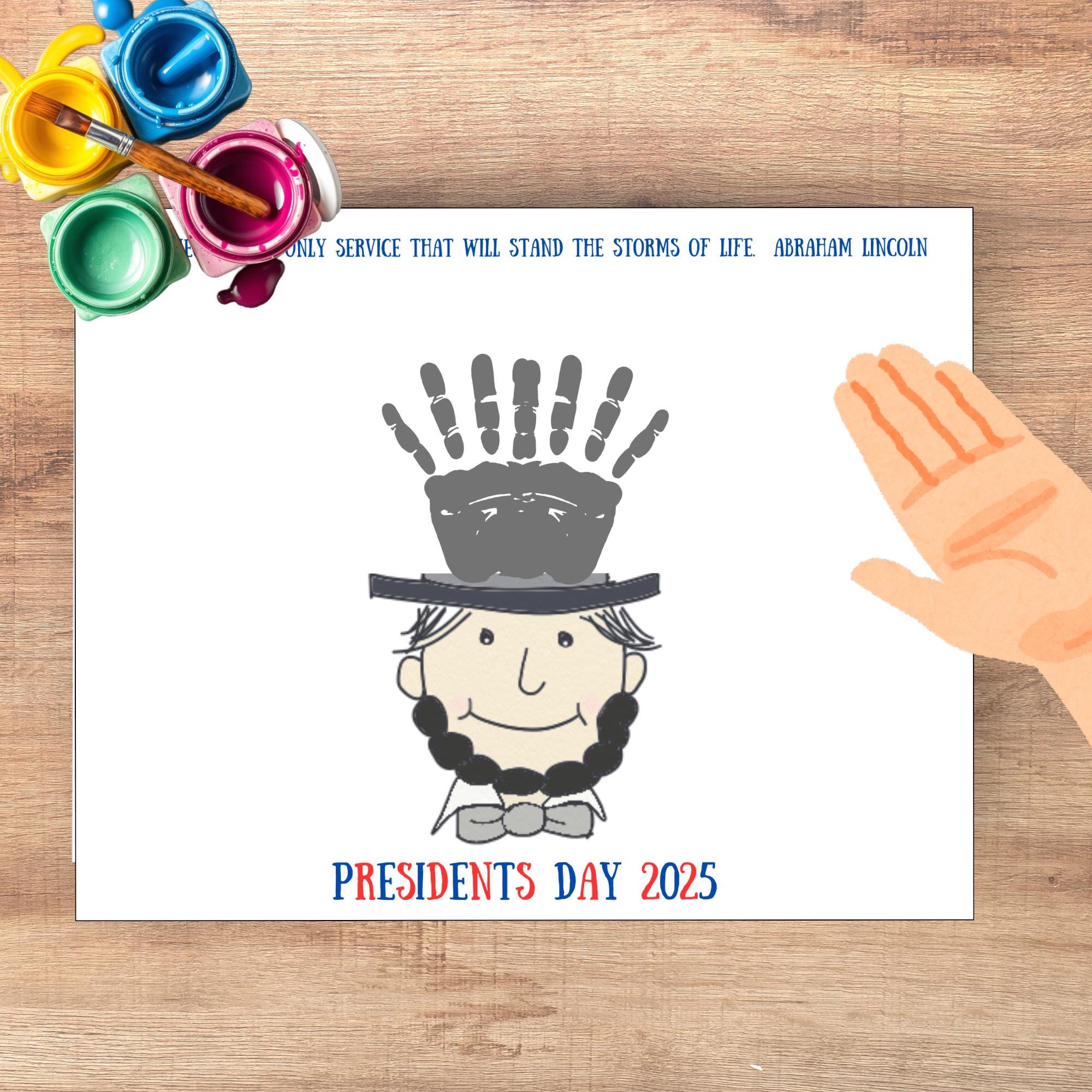 President's Day Handprint Art Printable, President's Day Activities for ...