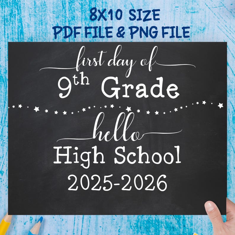 First Day of 9th Grade Sign Printable, First Day of Ninth Grade Sign ...
