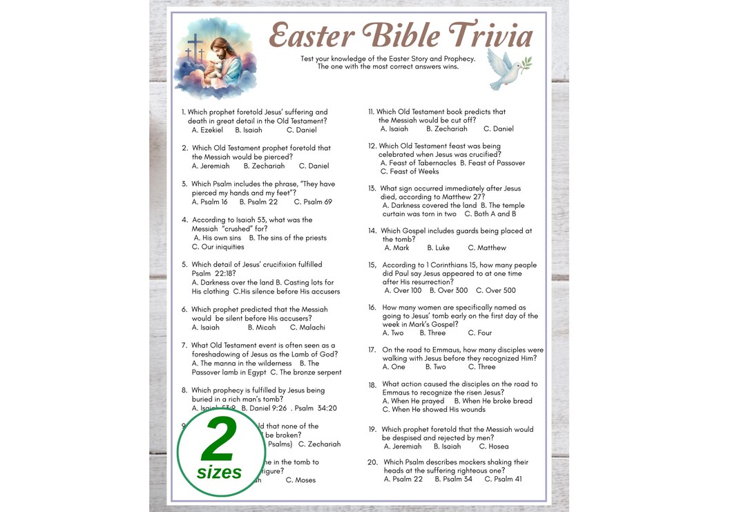 Hard Easter Bible Trivia Game, Advanced Christian Easter Quiz, Easter ...