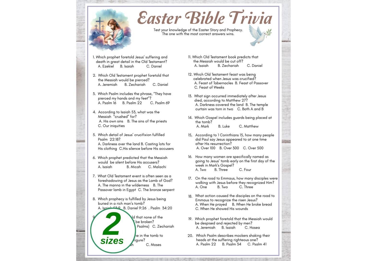 Hard Easter Bible Trivia Game, Advanced Christian Easter Quiz, Easter ...