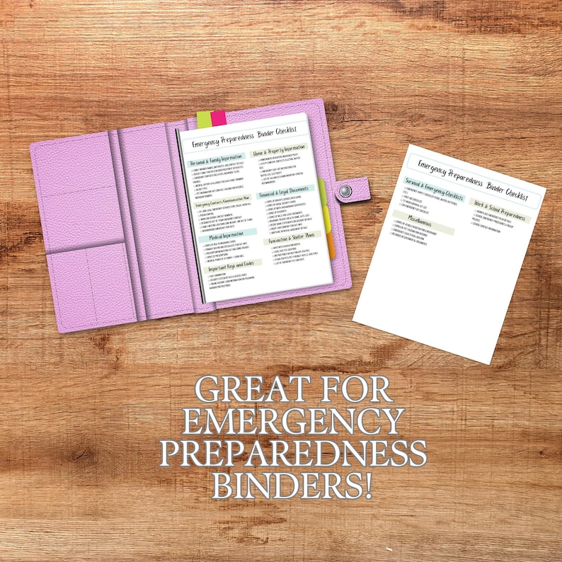 Emergency Preparedness Binder Checklist Printable, Disaster ...