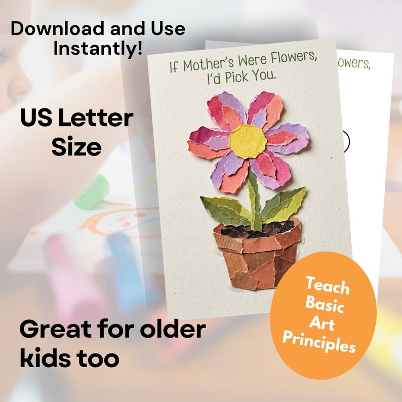 Mother's Day Torn Paper Craft Printable, Easy Mother's Day Craft for ...