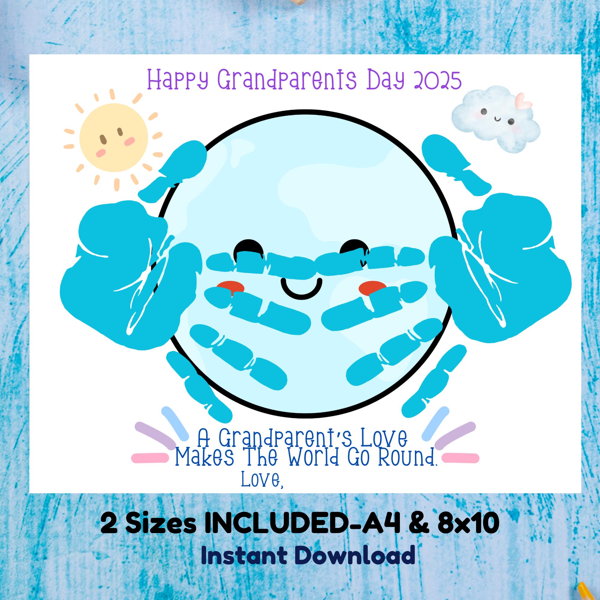 Grandparents Day Handprint Craft Printable, Easy DIY Grandparents Day ...