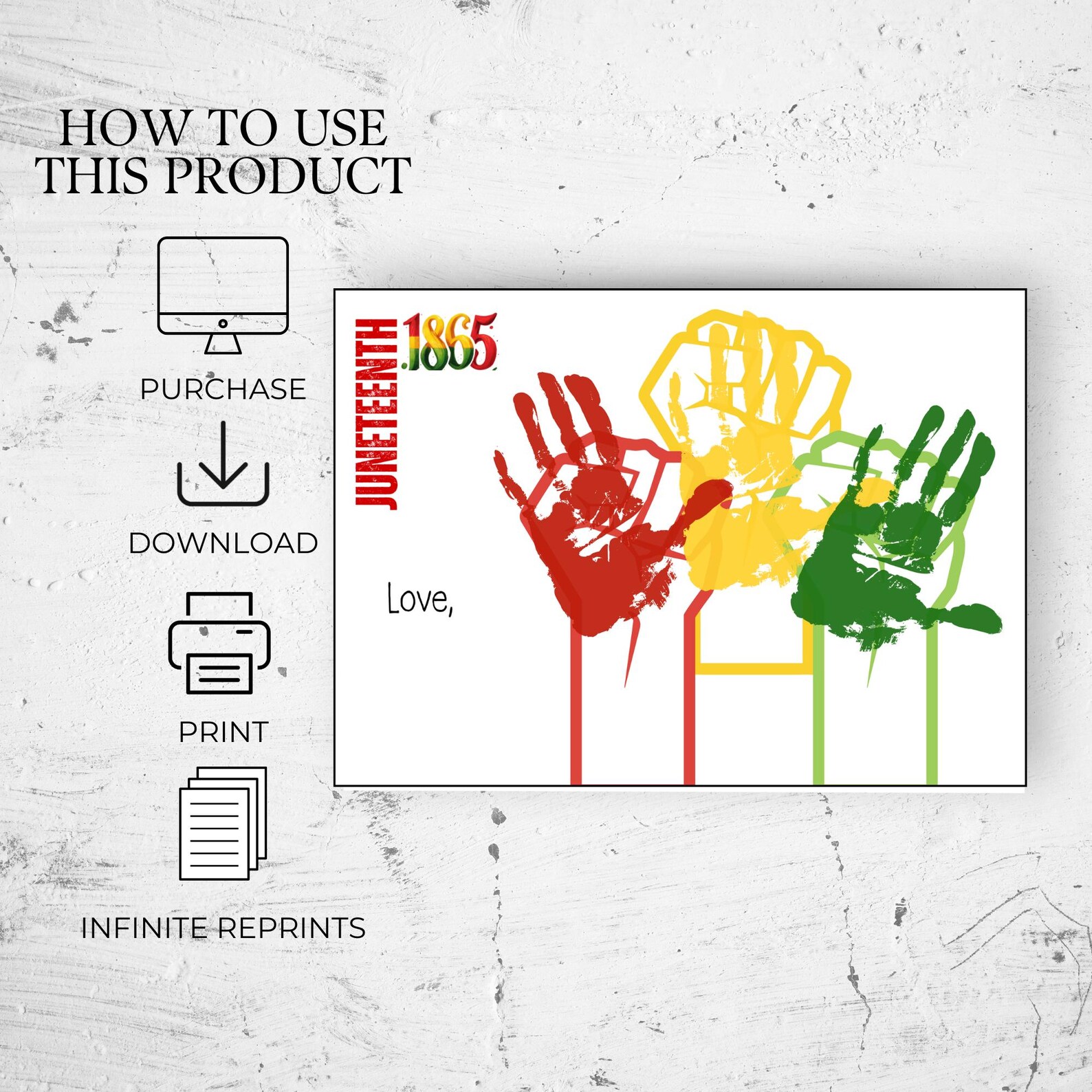 Juneteenth Handprint Craft + Bonus Coloring Sheet, Juneteenth Handprint ...