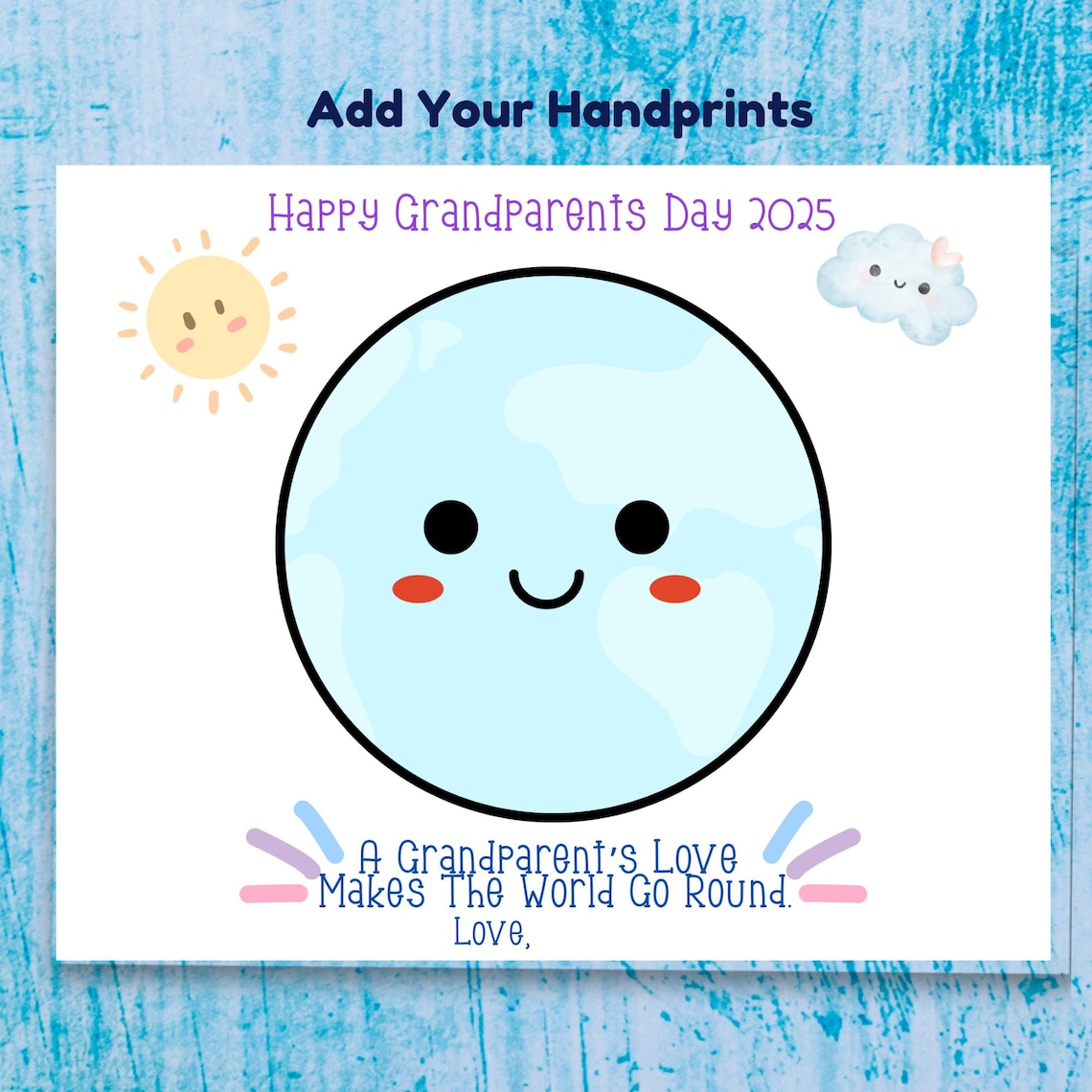Grandparents Day Handprint Craft Printable, Easy DIY Grandparents Day ...