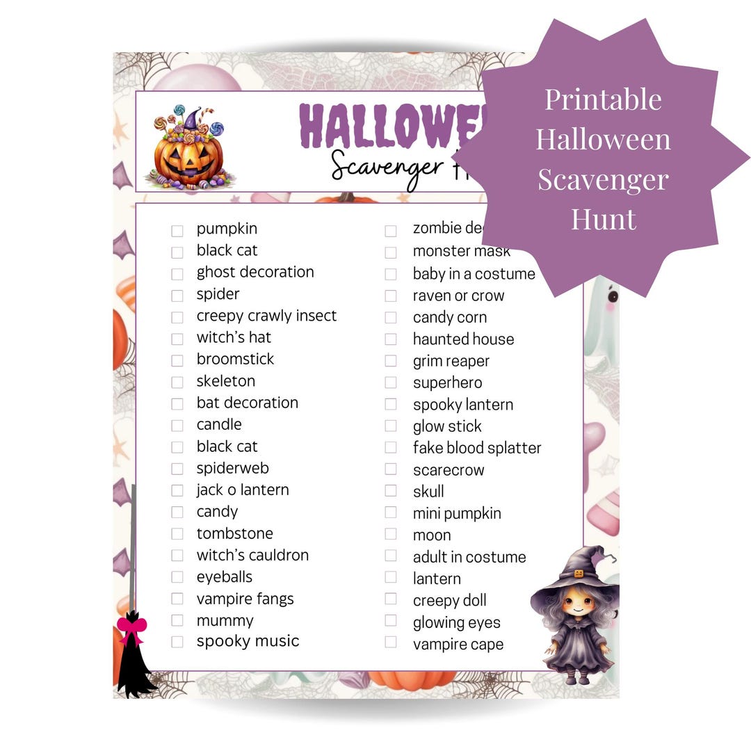 Halloween Scavenger Hunt Printable Halloween Games for Kids Halloween ...