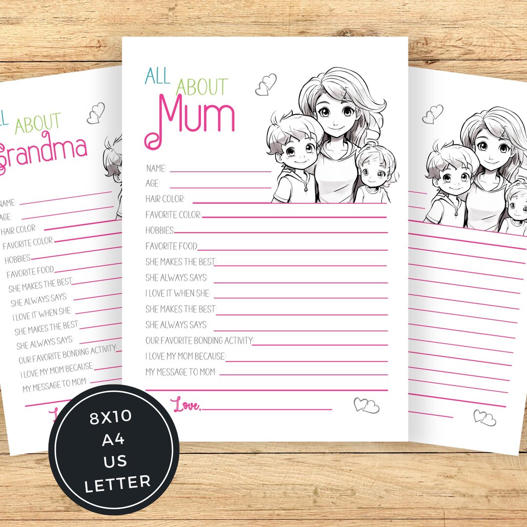 Mother's Day Interview Questions for Kids, Preschoolers, Printable ...