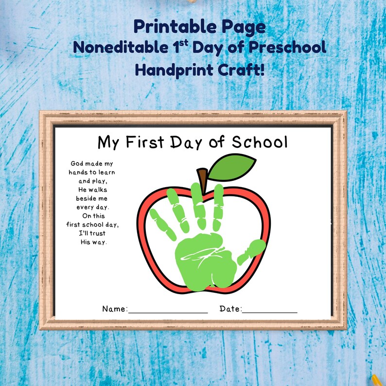 First Day of School Handprint Craft, Christian Handprint Crafts, Back ...