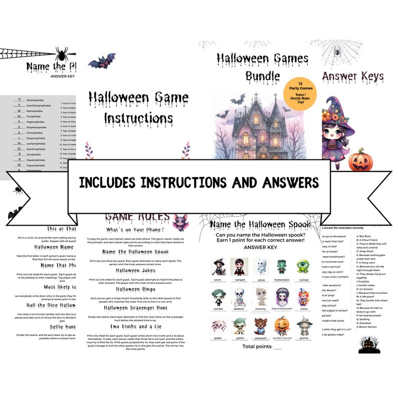 Halloween Game Bundle 12 Fun Printable Games for Adults and Kids ...