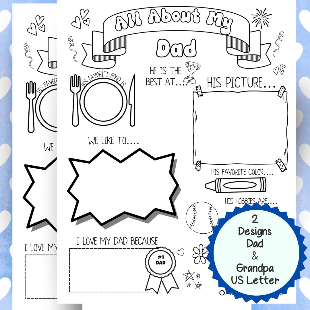 All About My Dad Worksheet, Father's Day Coloring Page, Father's Day ...