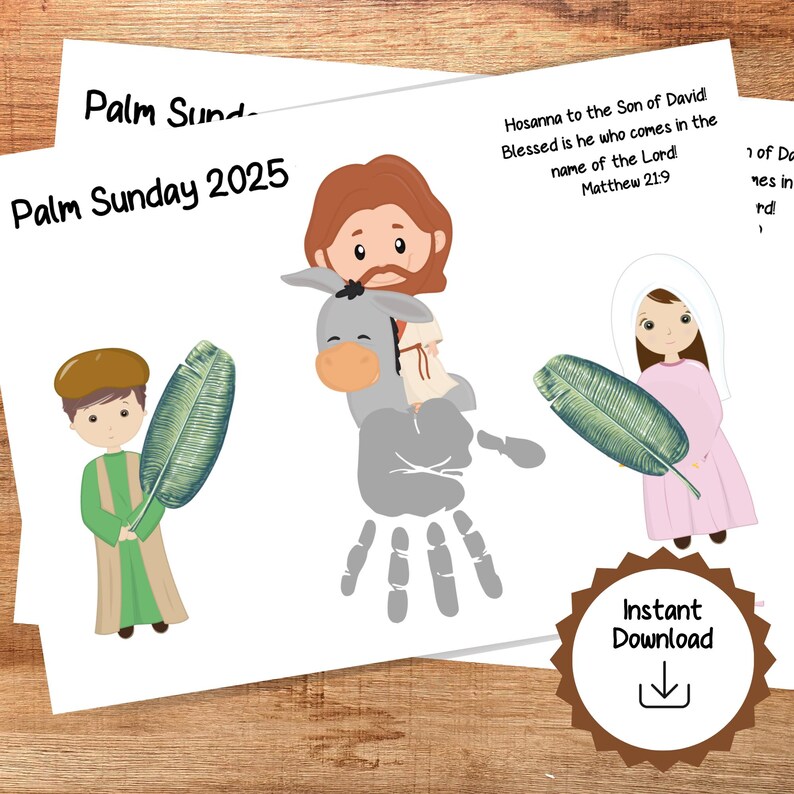 Palm Sunday Handprint Art Craft, Printable Palm Sunday Craft, Easter ...