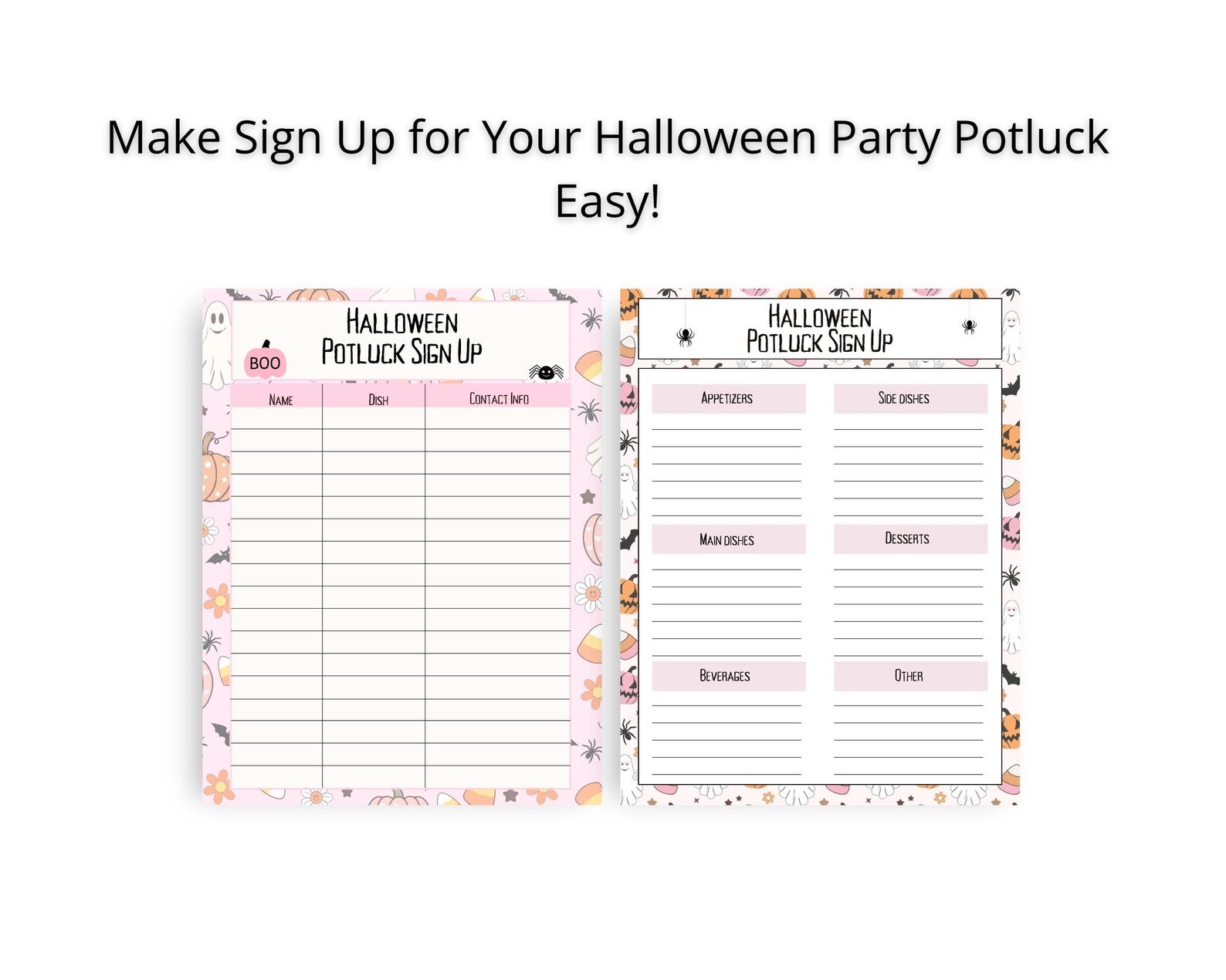 Printable Halloween Potluck Sign up Sheet October Potluck Sign up ...