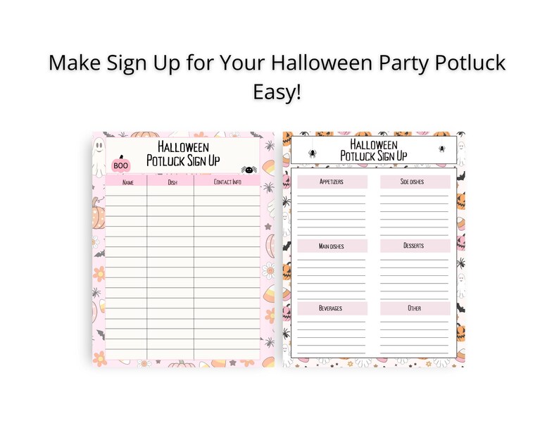 Printable Halloween Potluck Sign up Sheet October Potluck Sign up ...