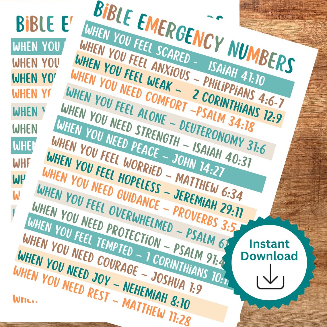 Bible Emergency Numbers Printable, Emergency Bible Numbers, Emergency ...
