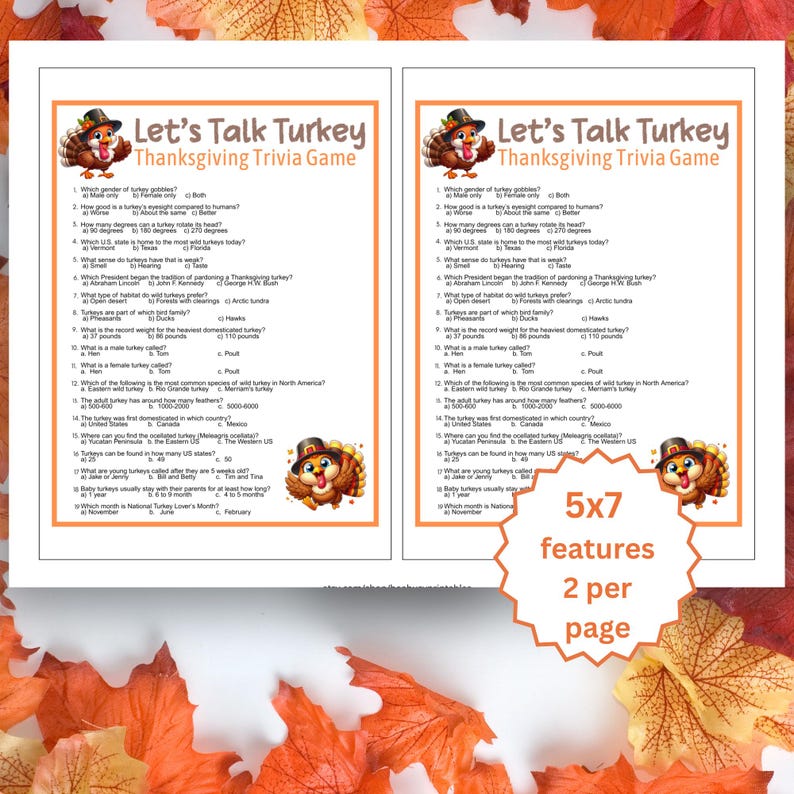 Turkey Trivia Game Printable, Fun Thanksgiving Quiz, Friendsgiving ...