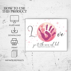 Mother's Day Handprint Art, Love You to the Moon Mother's Day Handprint ...
