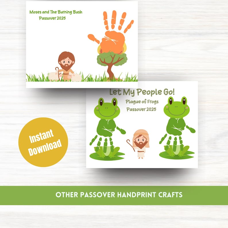 Passover Handprint Craft Printable, Passover Fingerprint Craft, Moses ...