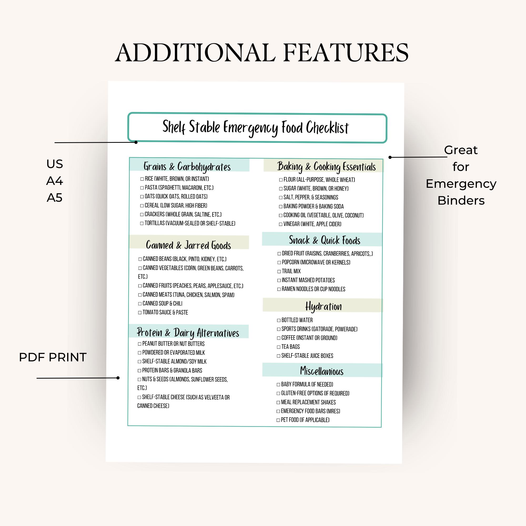 Shelf Stable Food List Printable, Shelf Stable Food for Power Outage ...