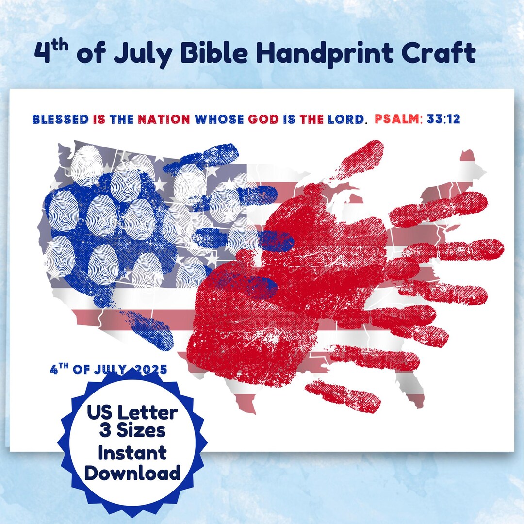 4th of July Bible Handprint Craft Printable, Handprint Art, Fingerprint ...