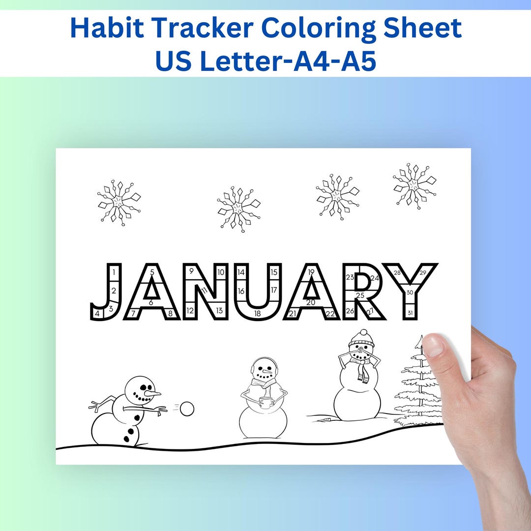 January Monthly Habit Tracker Printable, Bullet Journal, A4, A5, and US ...