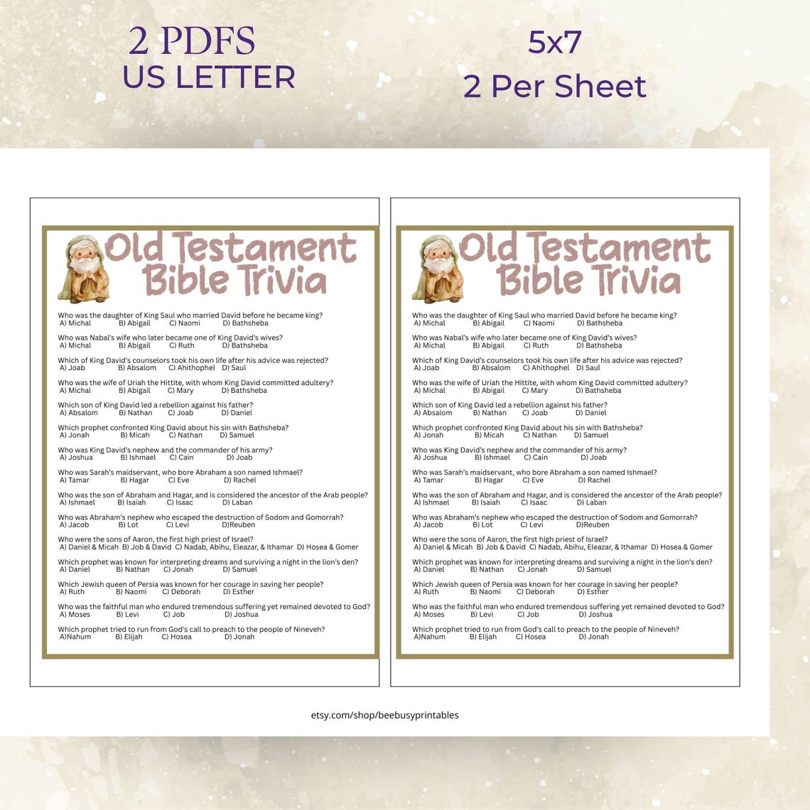 Old Testament Bible Trivia Game, Women's Ministry Games, Sunday School ...