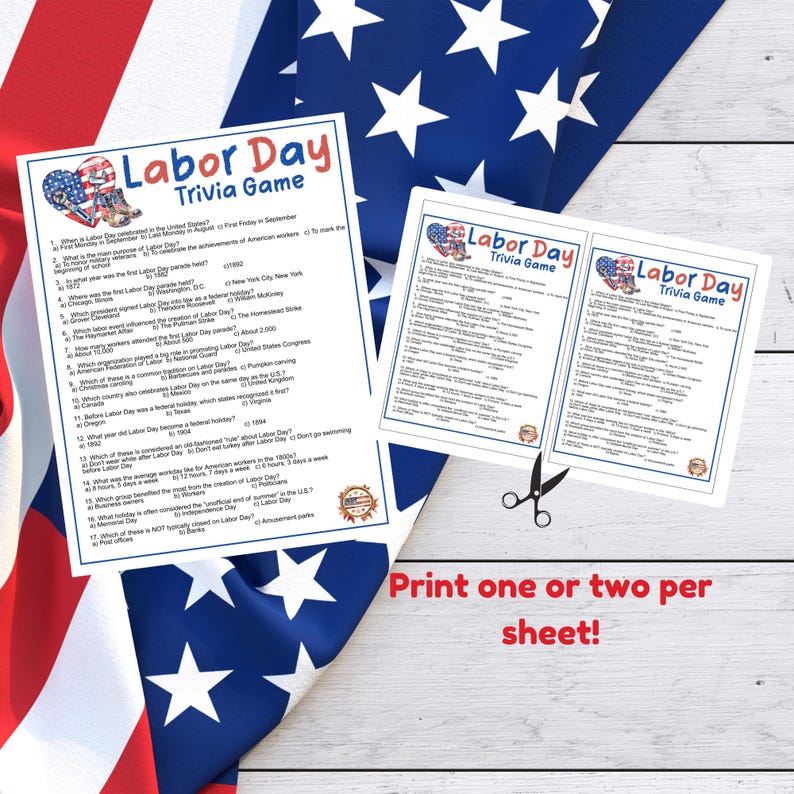 Labor Day Trivia Game Printable, Labor Day Games for Adults, Labor Day ...