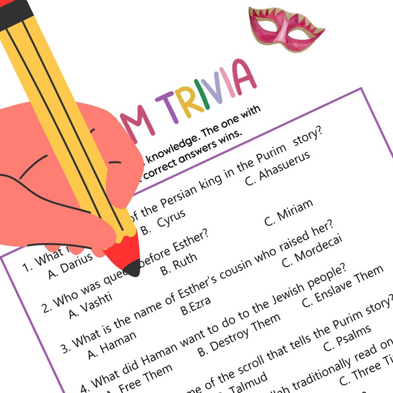 Purim Trivia Game Printable, Purim Games for Kids, Purim Party Games ...