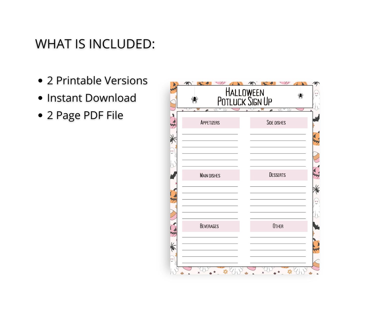 Printable Halloween Potluck Sign up Sheet October Potluck Sign up ...