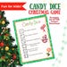 Christmas Candy Dice Game Printable, Christmas Party Game, Christmas ...