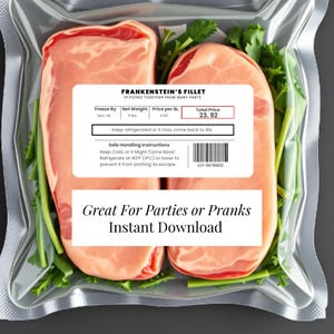 Printable Fake Meat Labels for Halloween, Halloween Prank, Fake Food ...