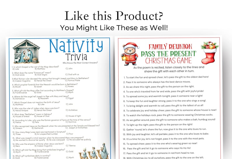 Easy Nativity Trivia Game Printable, Christmas Bible Quiz for Kids ...