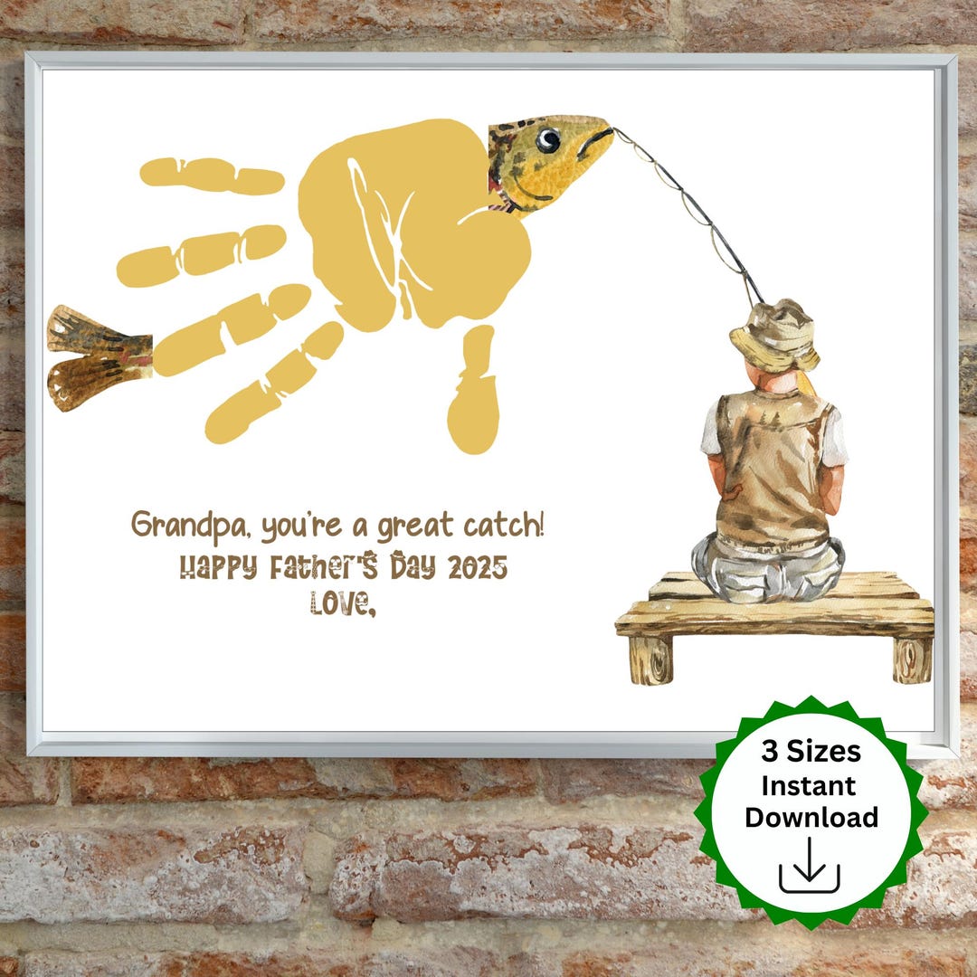 Grandpa, You're a Great Catch, Father's Day Handprint Craft, Father's ...