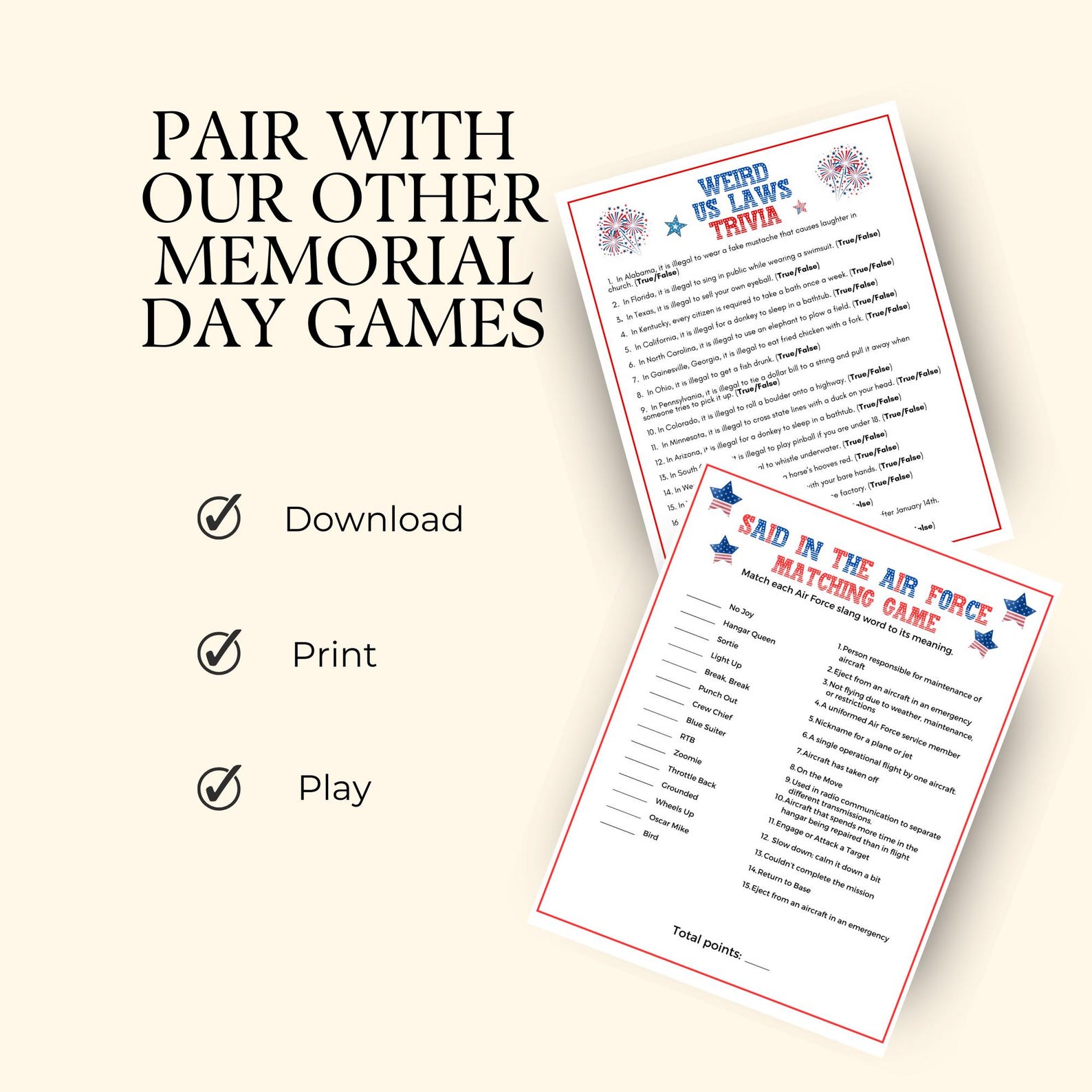 Memorial Day Trivia Printable, Memorial Day Celebration Activity ...