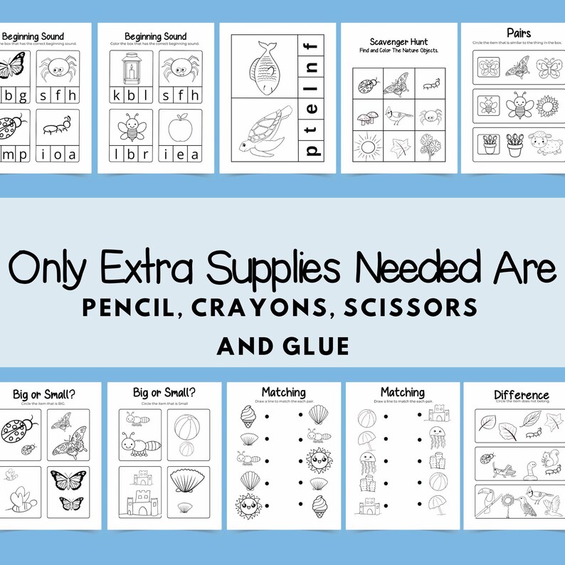 Summer Learning Preschool Worksheets Bundle, Kindergarten Readiness ...