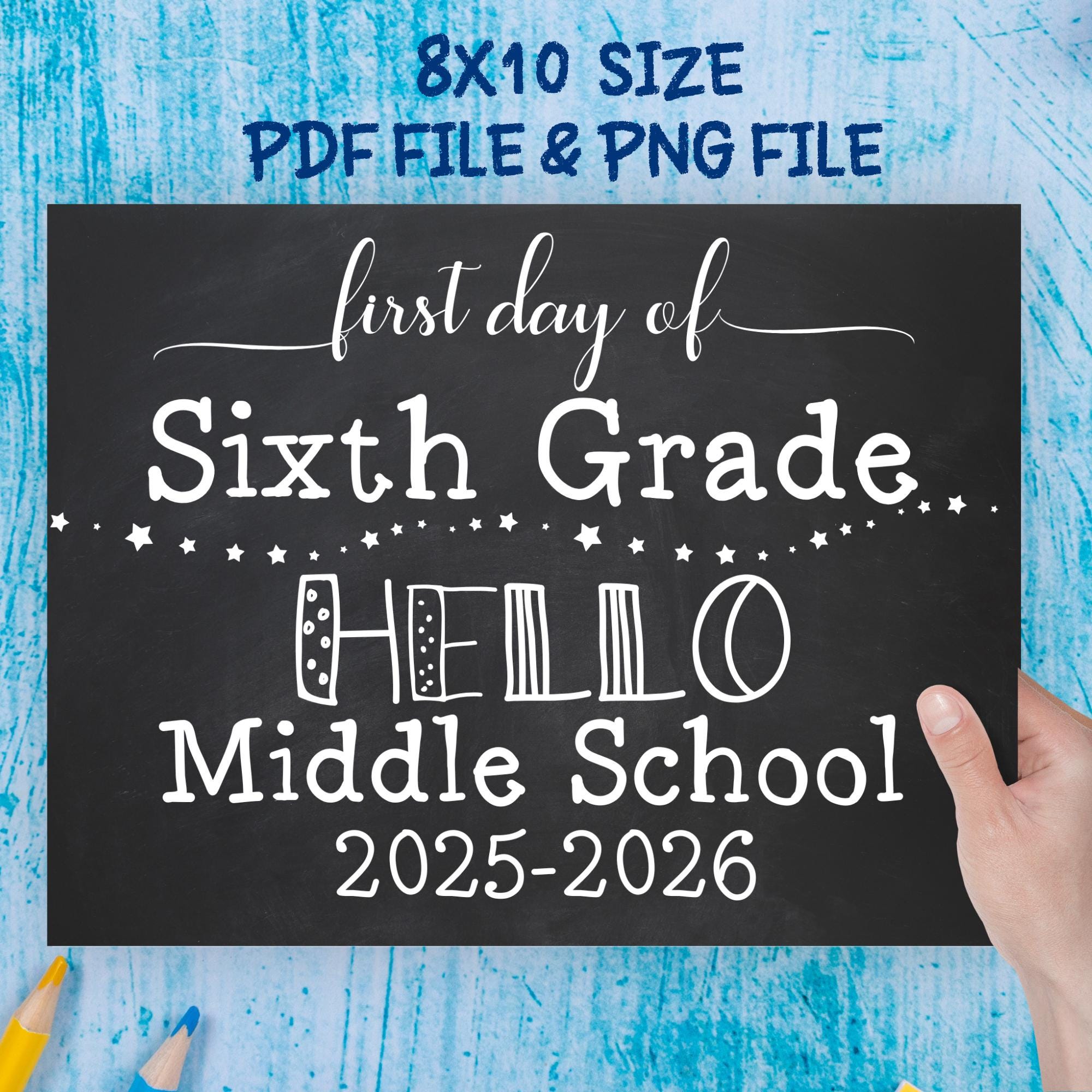 First Day of 6th Grade Sign Printable, First Day of Sixth Grade Sign ...