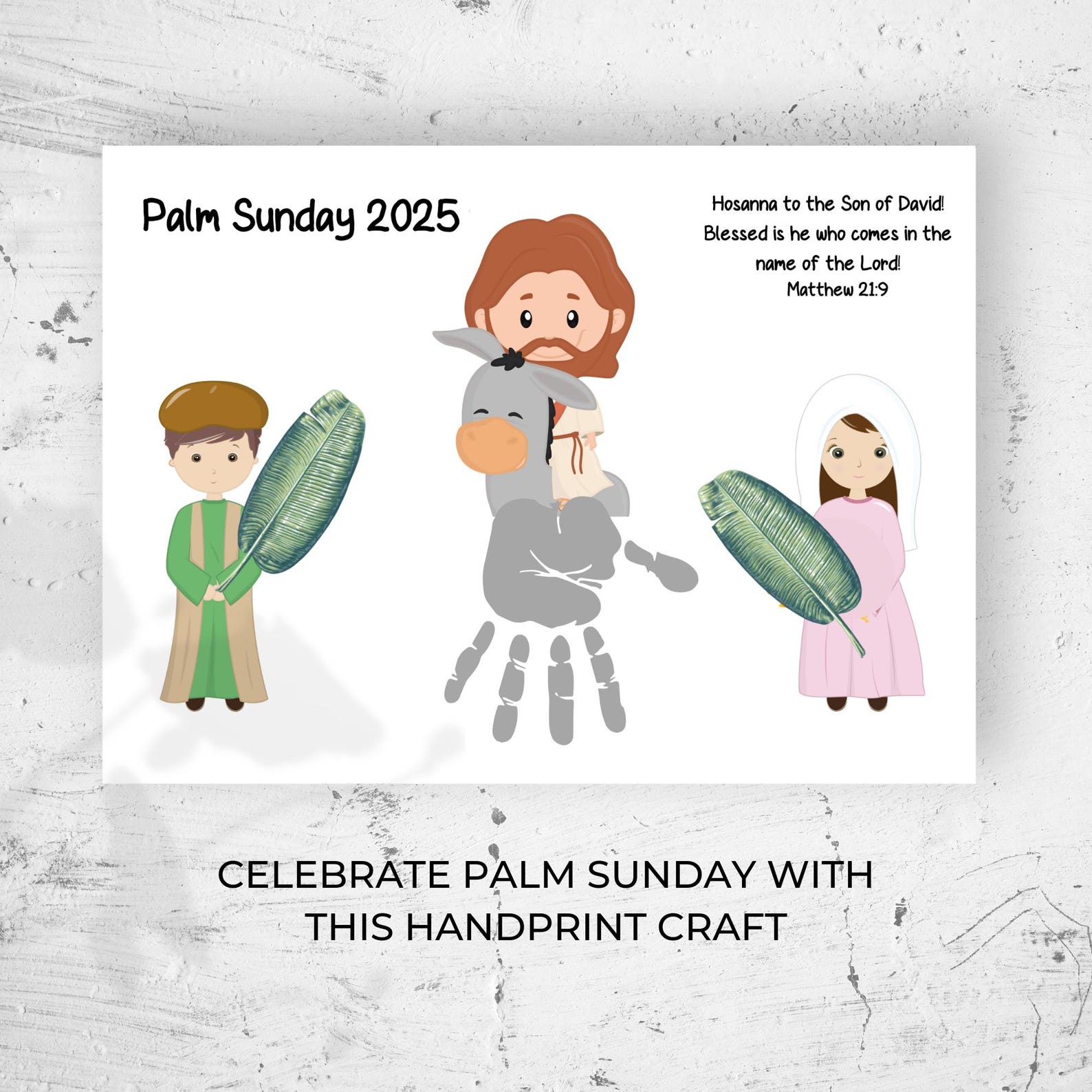 Palm Sunday Handprint Art Craft, Printable Palm Sunday Craft, Easter ...