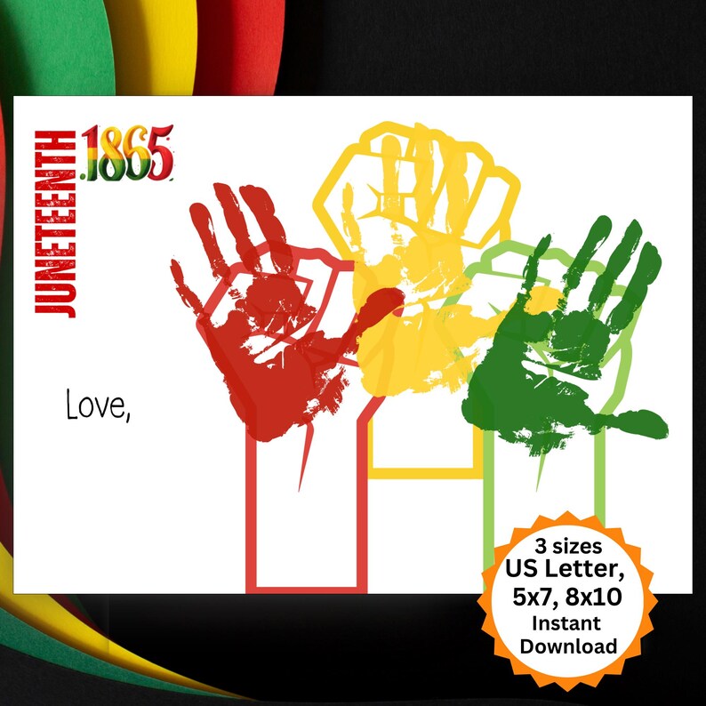 Juneteenth Handprint Craft + Bonus Coloring Sheet, Juneteenth Handprint ...