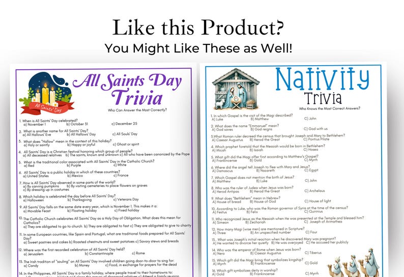 All Souls' Day Trivia Game Printable, All Souls Day Classroom Game ...