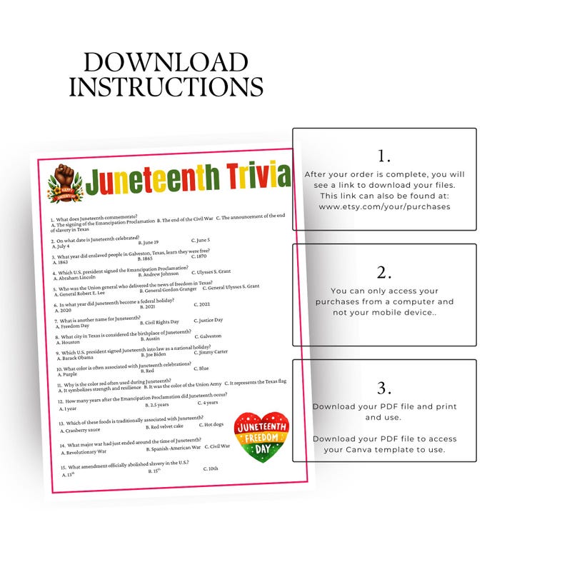 Juneteenth Trivia Game Printable, Black History Trivia Game, Juneteenth ...