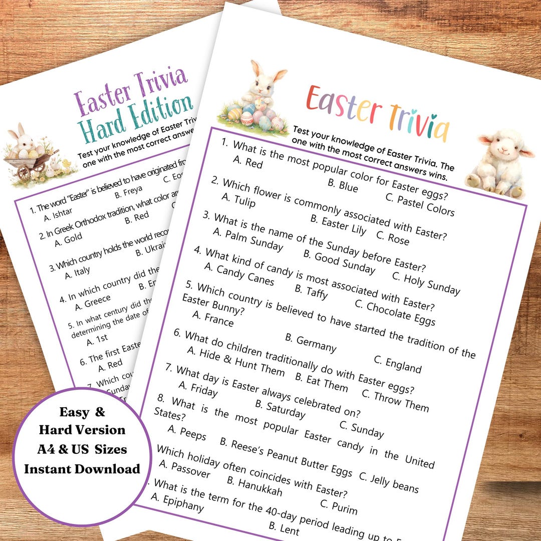 Easter Trivia Questions and Answers Printable, Easy Easter Trivia for ...
