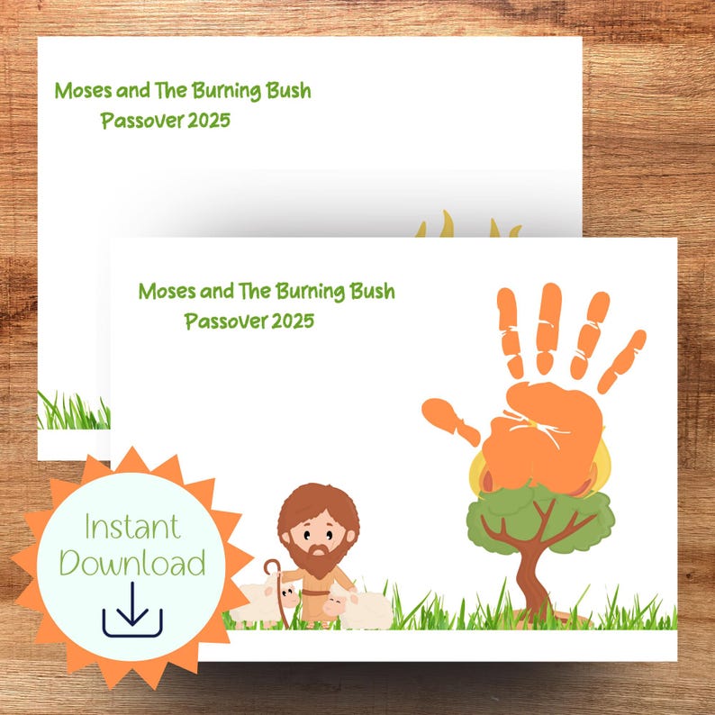 Passover Handprint Craft Printable, Moses and the Burning Bush ...
