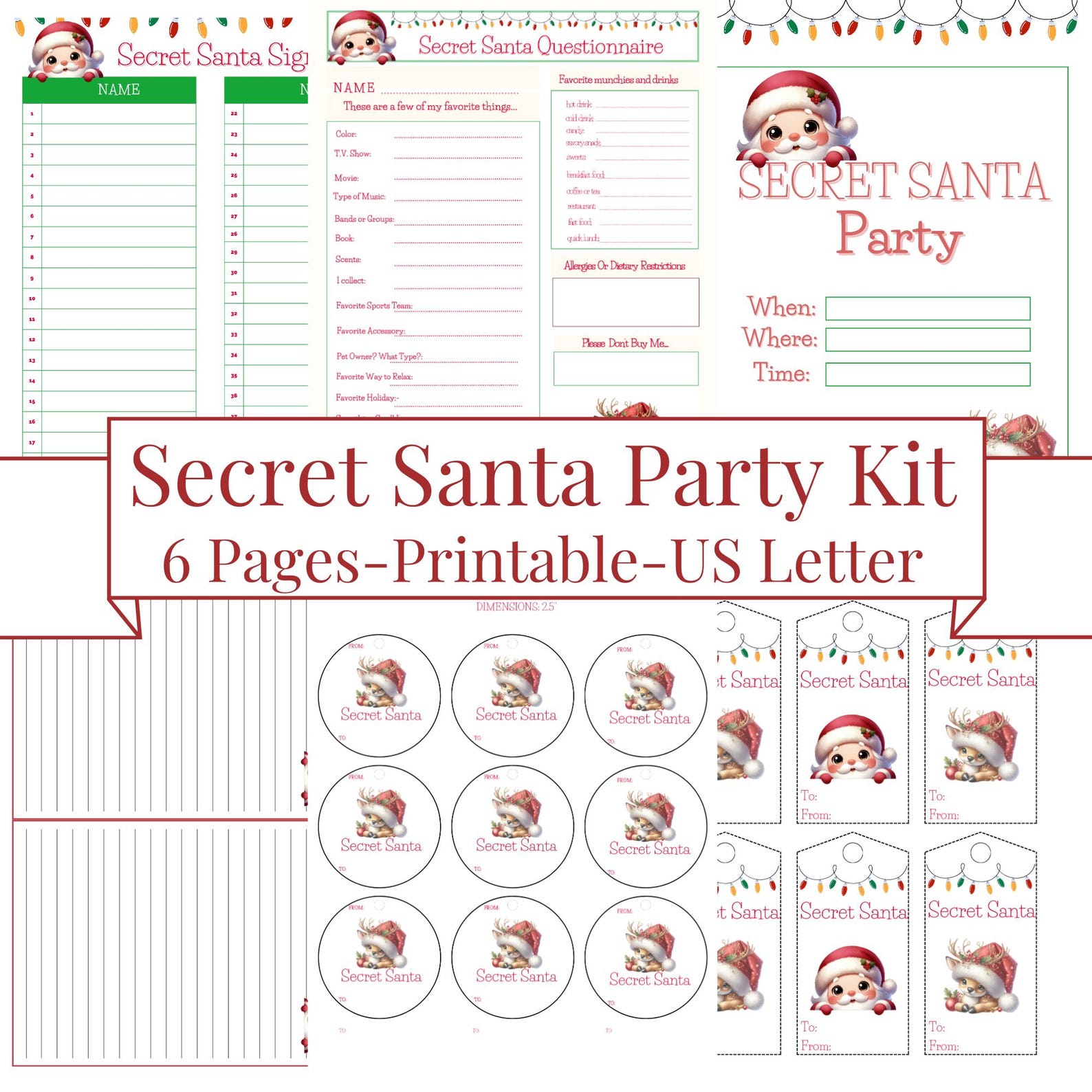 Printable Fillable Secret Santa Questionnaire for Coworkers PDF, Secret ...